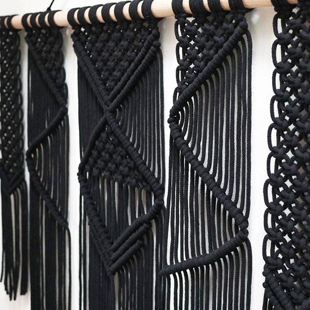 Black Macrame Wall Hanging - Presta 85x80cm: Black Wall Decor UK – The ...